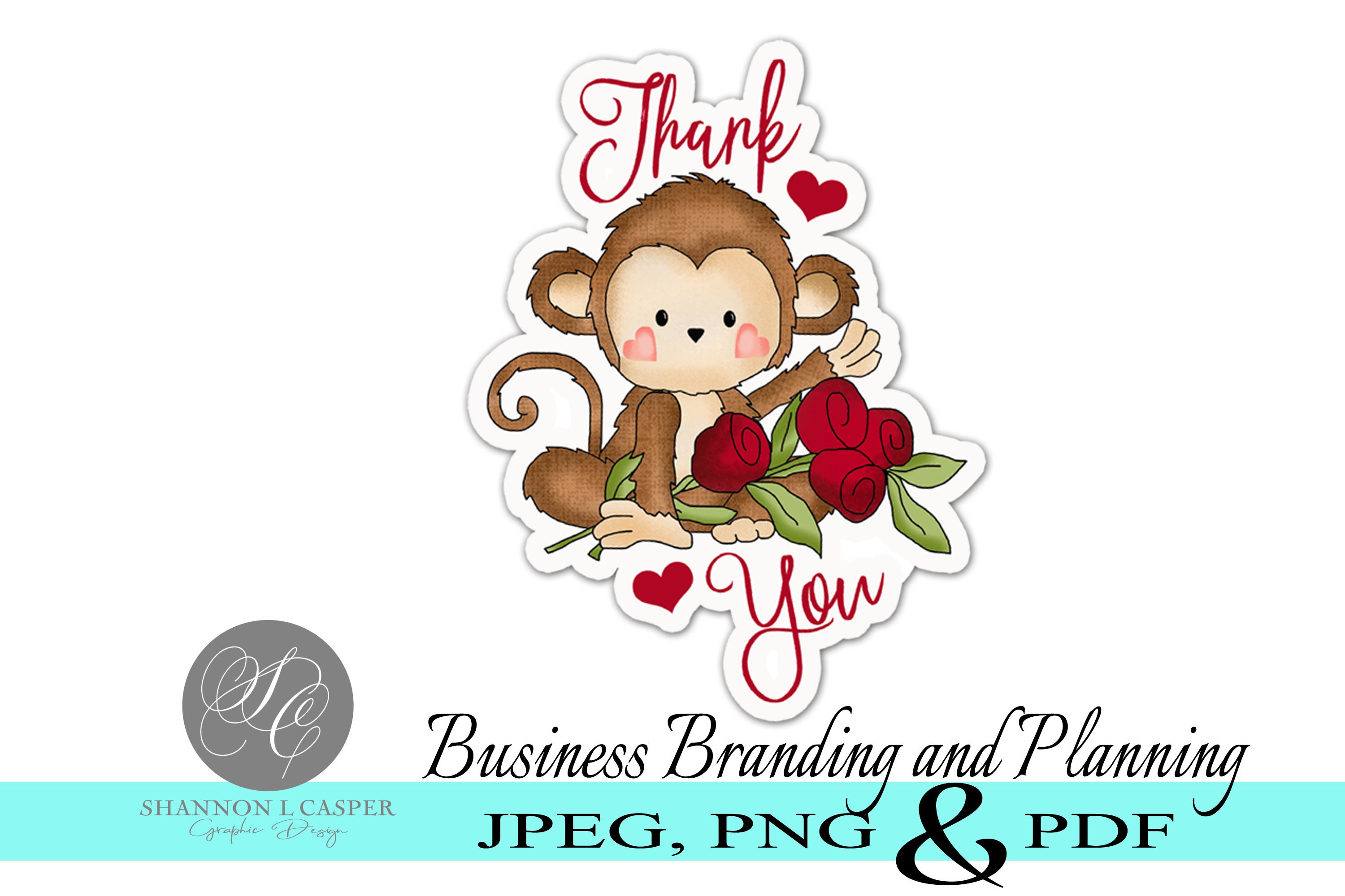 Monkey Thank You Print and Cut Stickers (532781) | Illustrations ...