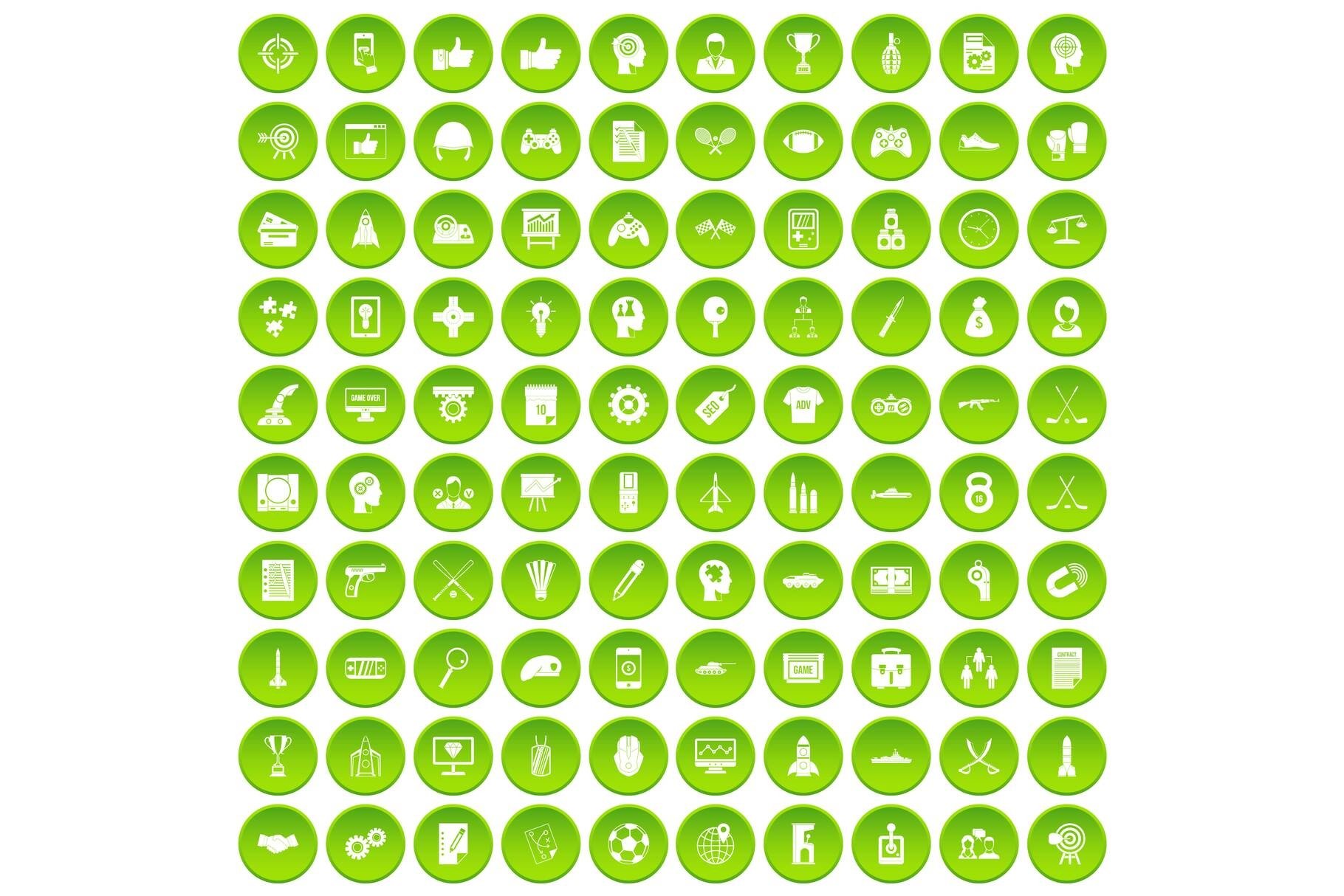 100 strategy icons set green (499899) | Icons | Design Bundles