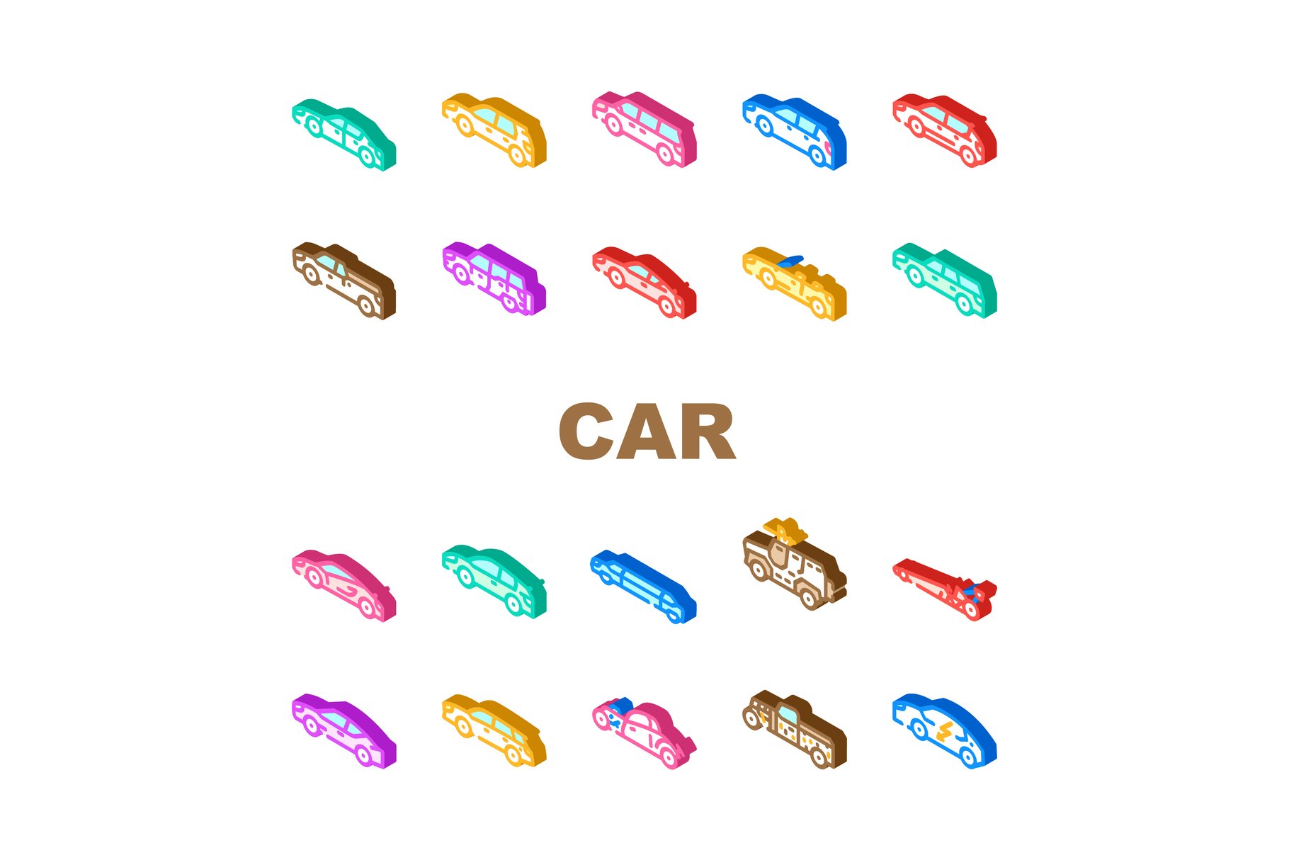 Car Transport Different Body Type Icons Set Vector (2236396) | Icons ...