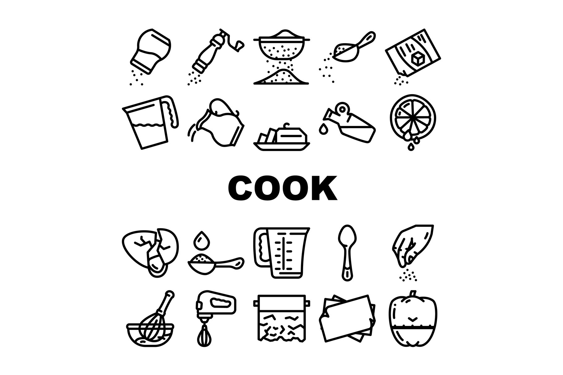 Cook Instruction For Prepare Food Icons Set Vector (2236402)