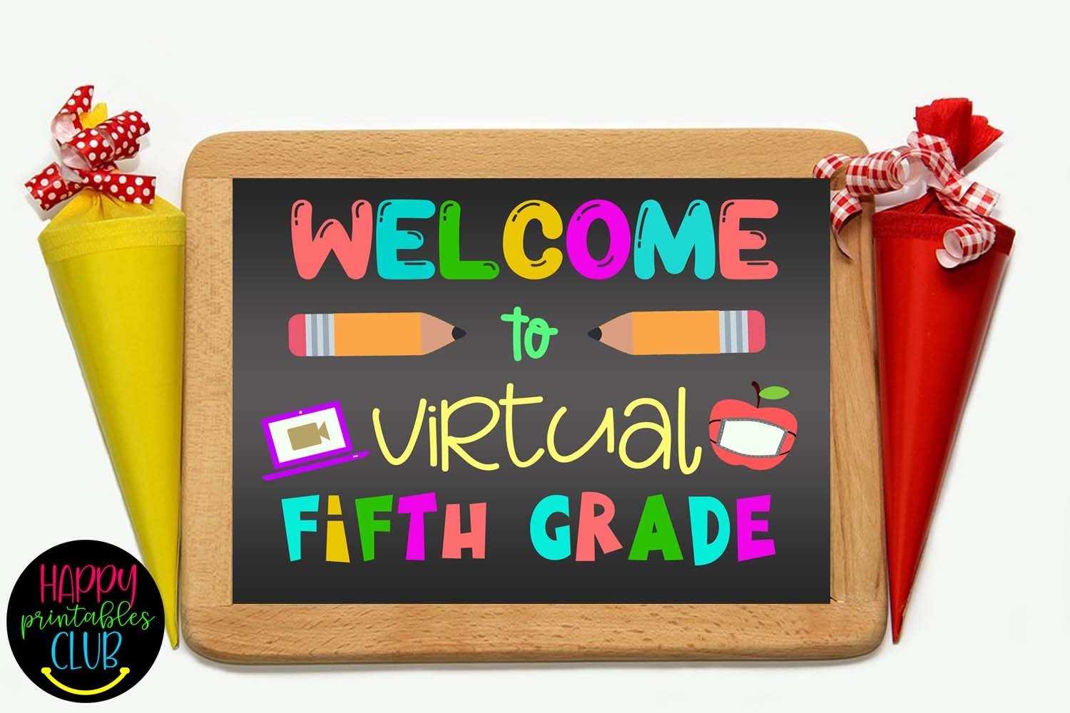 Chalkboard Welcome to Virtual Fifth Grade Sign- First Day (867380 ...