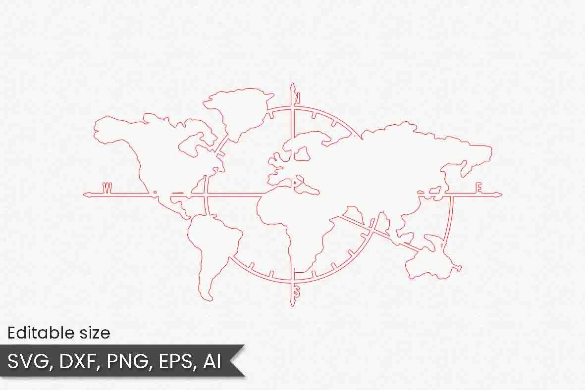 World Map, Cut File, Instant Download (420180) | Cut Files | Design Bundles