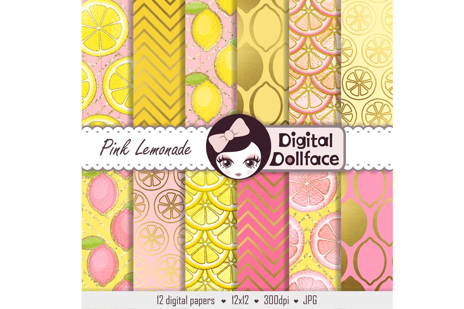 Pink Lemonade Digital Patterns (68921) | Patterns | Design Bundles