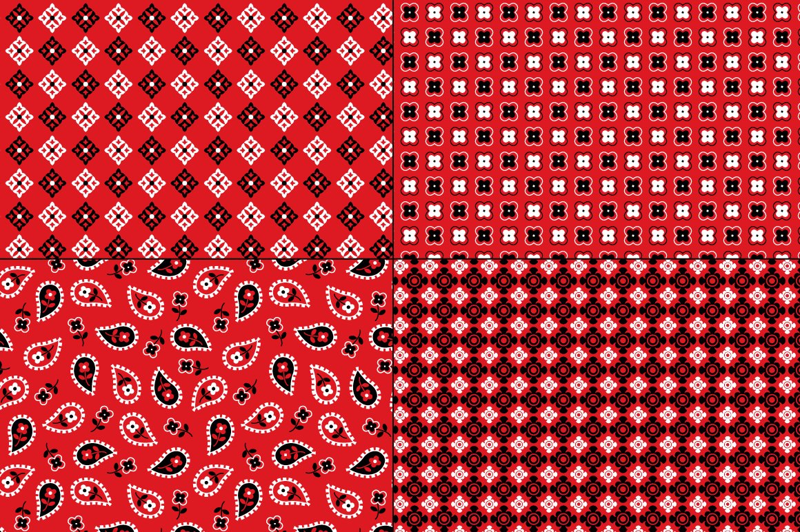 Seamless Red Bandana Patterns (150471) | Patterns | Design Bundles