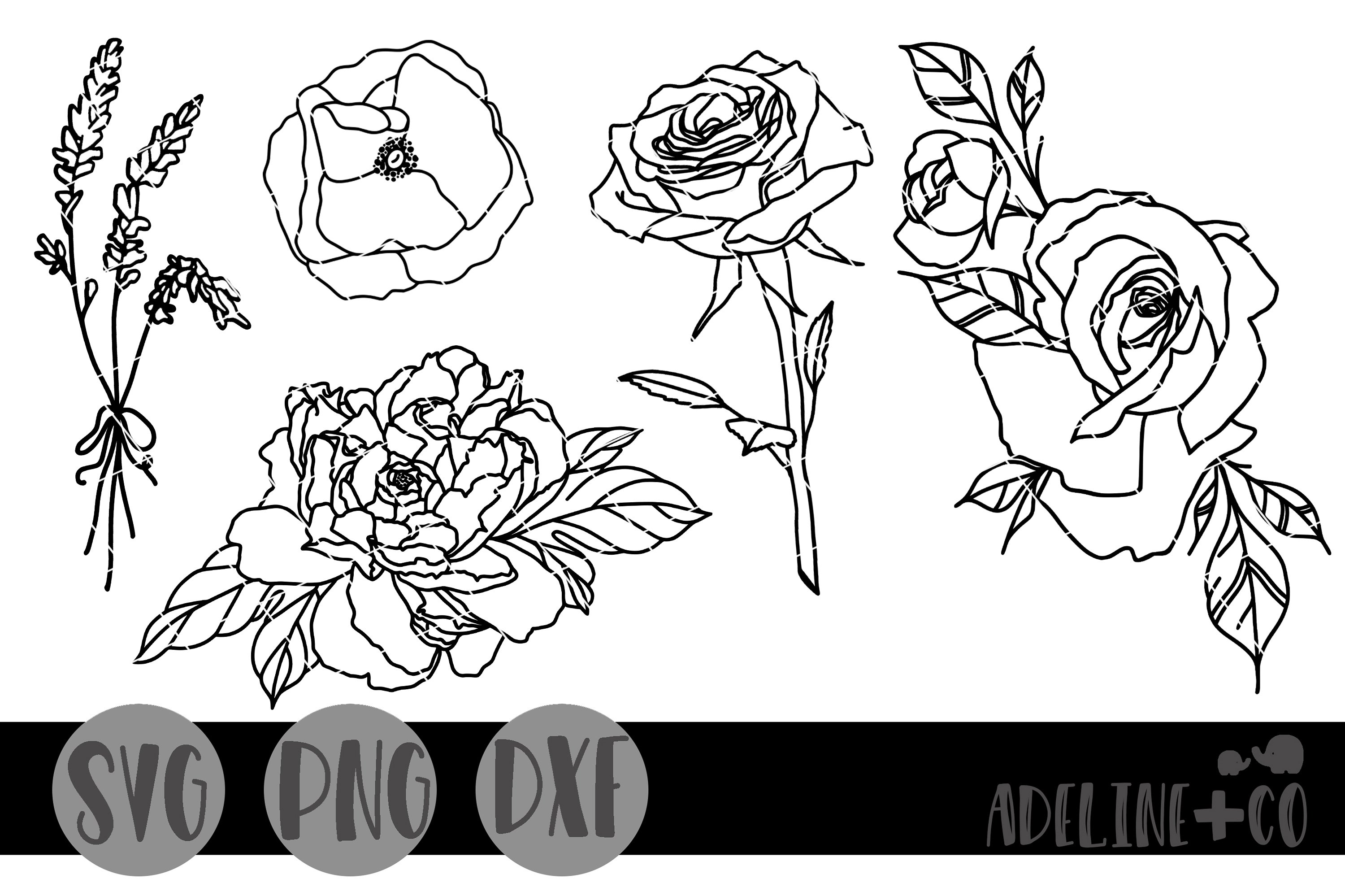 Flower bundle SVG PNG DXF (412426) | Cut Files | Design Bundles
