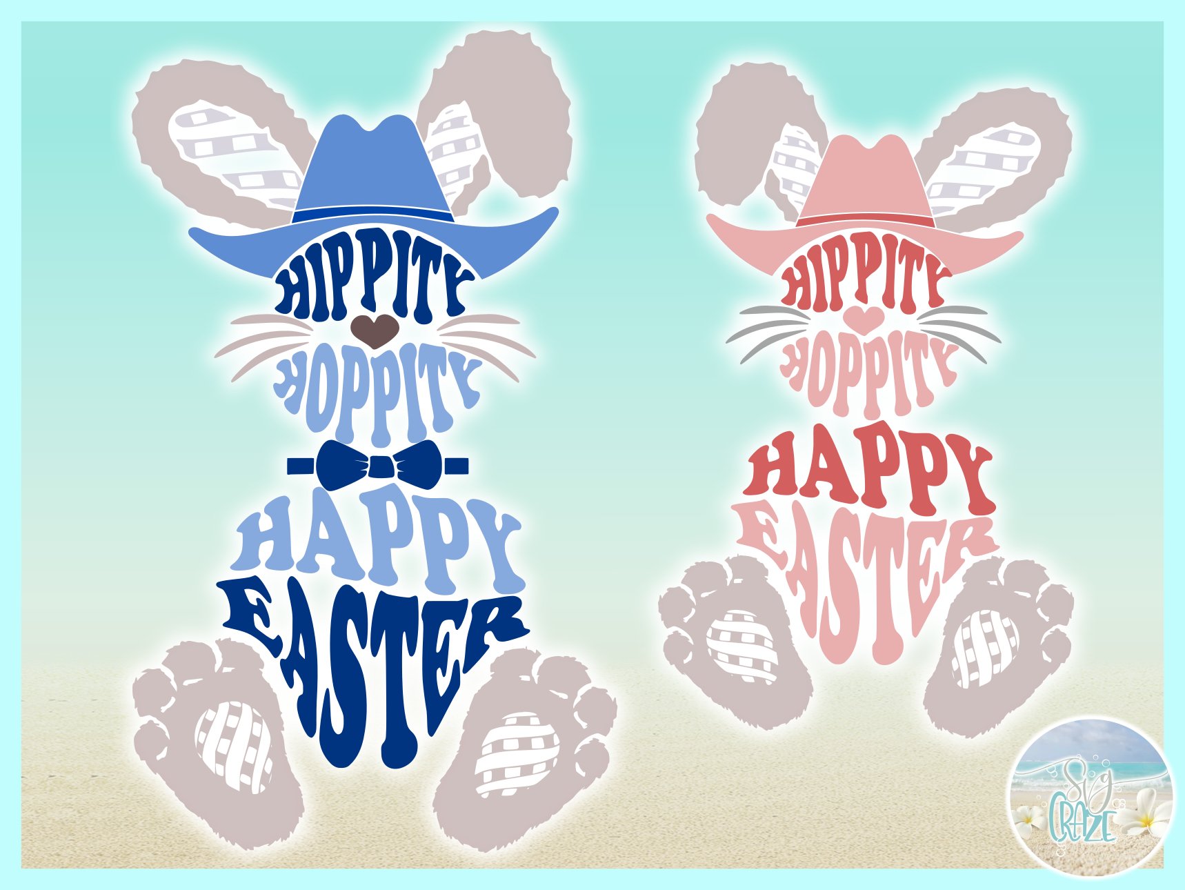 Hippity Hoppity Happy Easter Bunny With Cowboy Hat SVG (211949) | SVGs ...