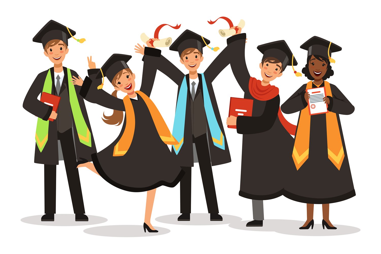 Graduation of happy international students vector illustrati (947767 ...
