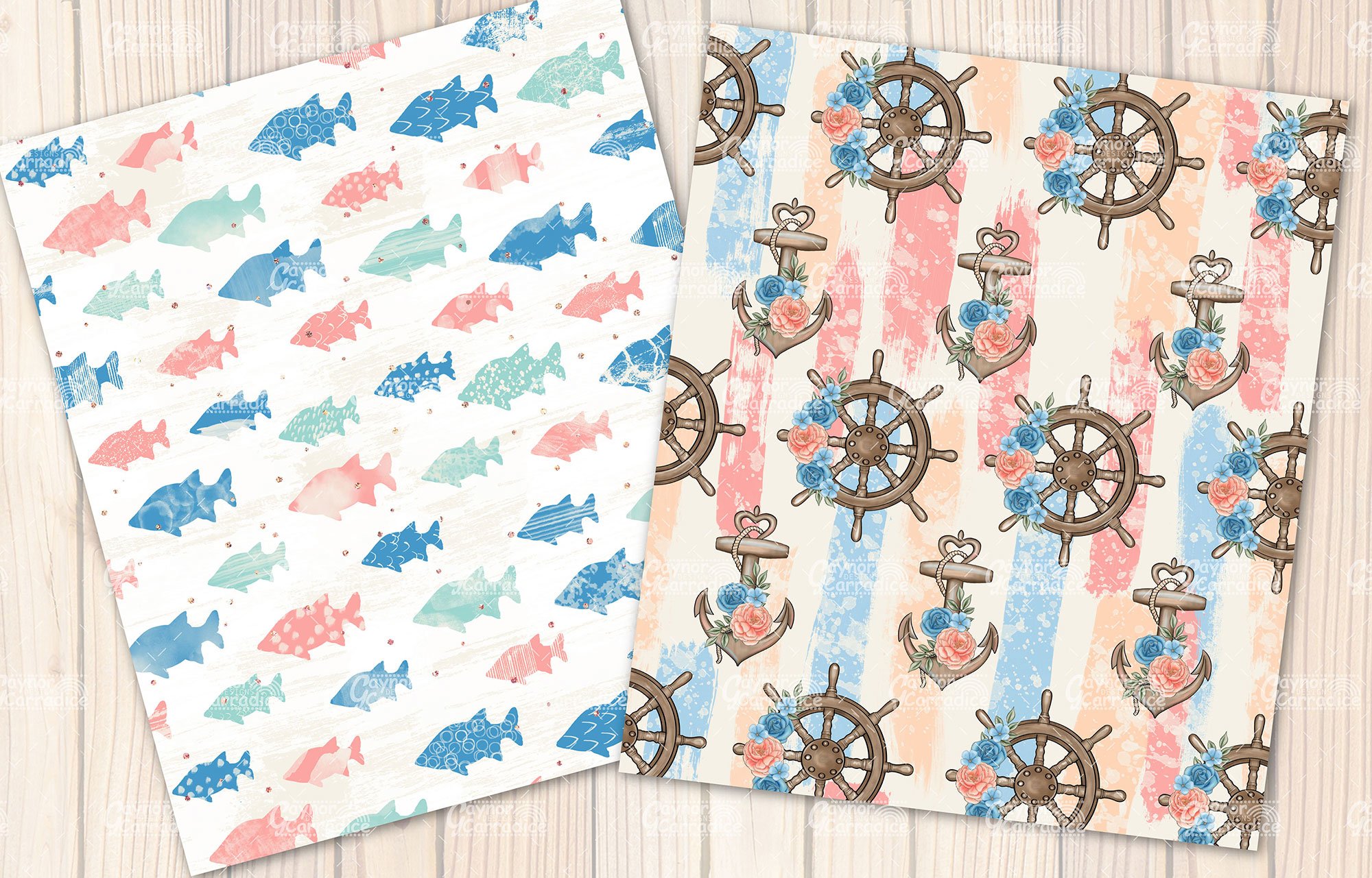 Lake Life - Nautical seamless patterns (543354) | Patterns | Design Bundles
