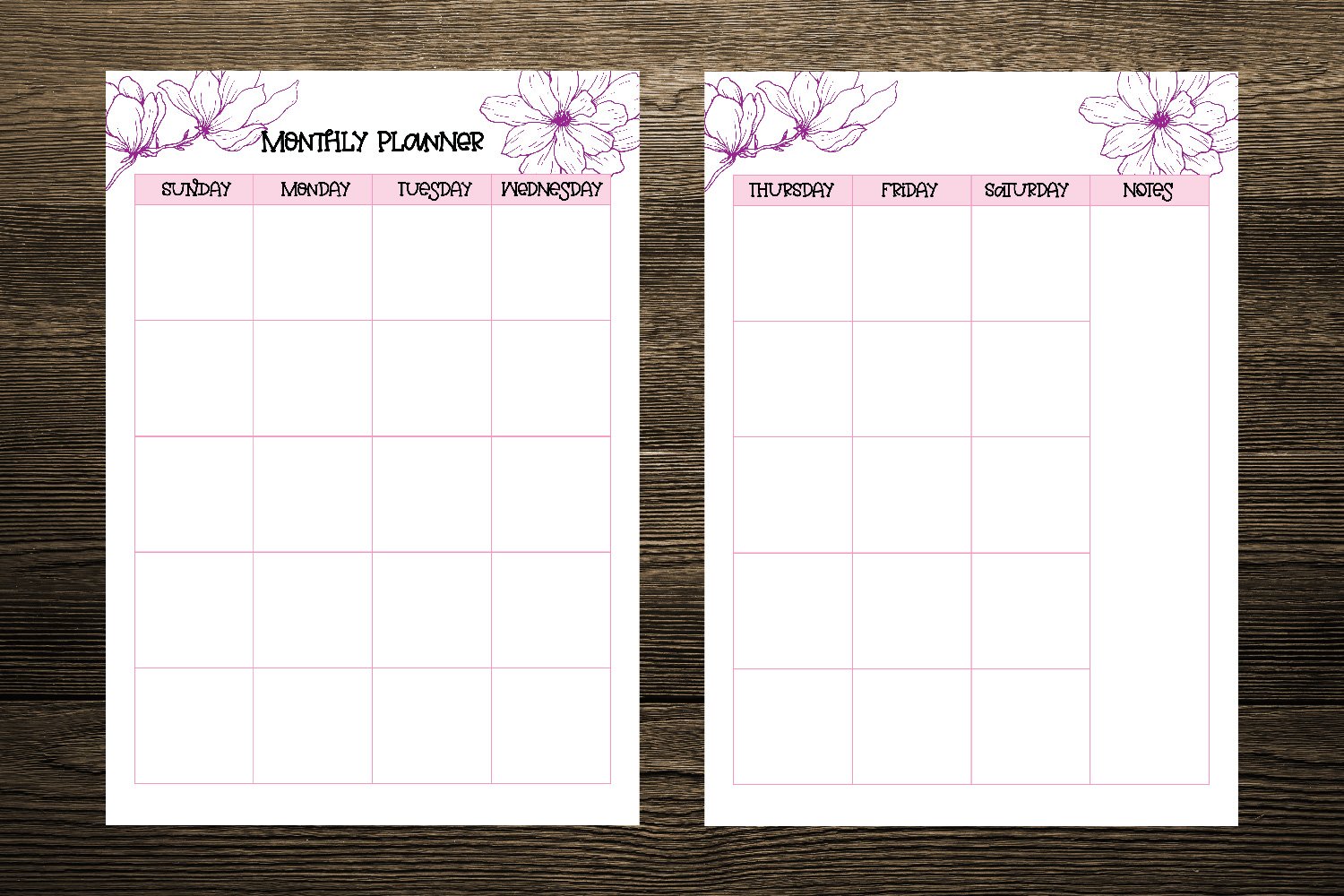 Magnolia Flowers Digital Planners