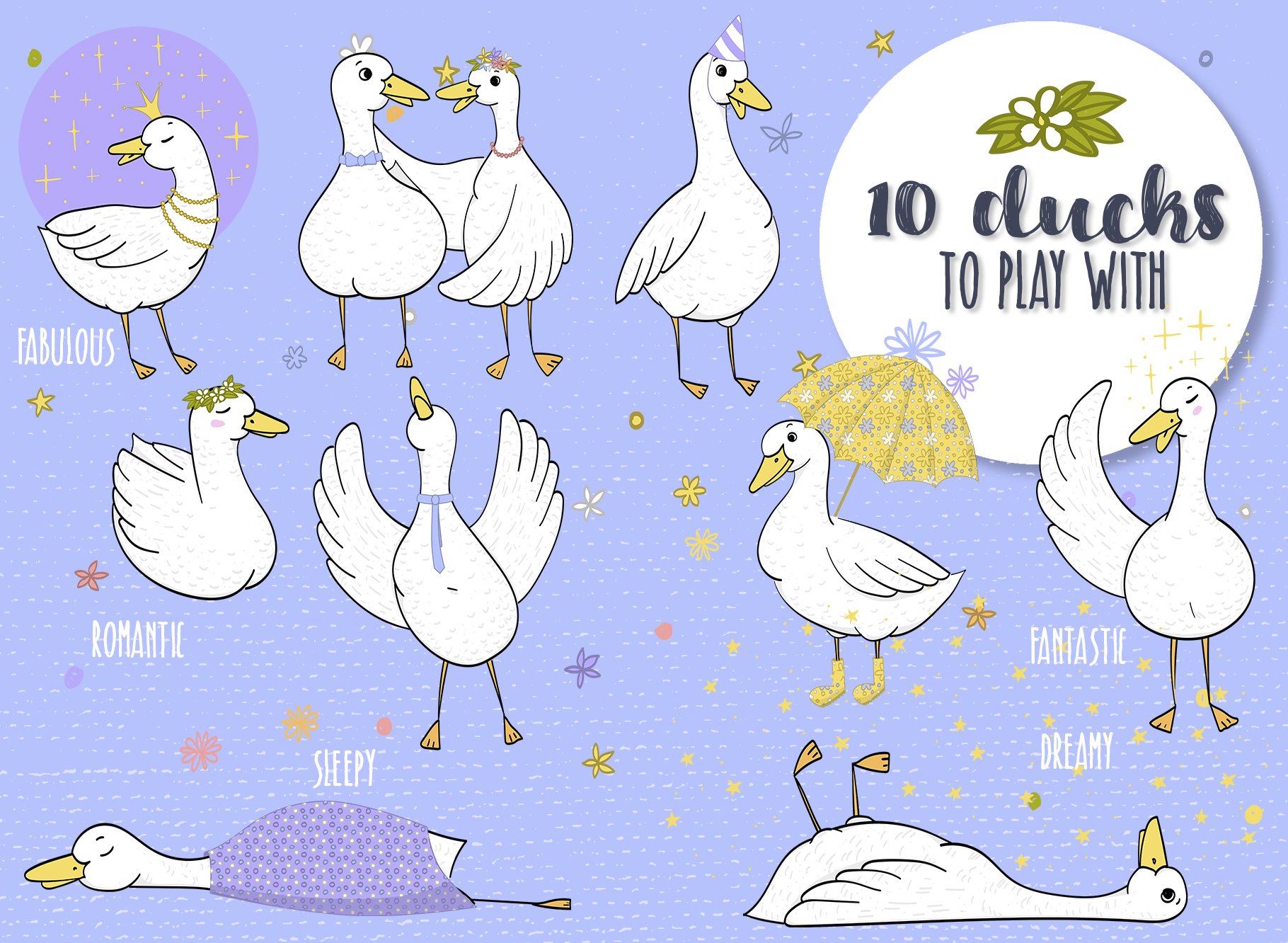Funky duck collection (63377) | Illustrations | Design Bundles