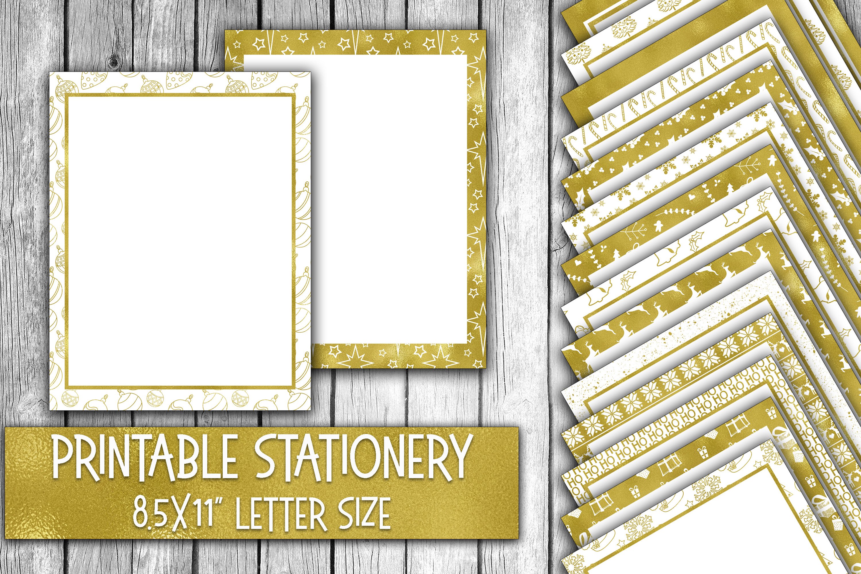Christmas Stationery - Shiny Gold Foil Digital Paper (179461) | Papers ...
