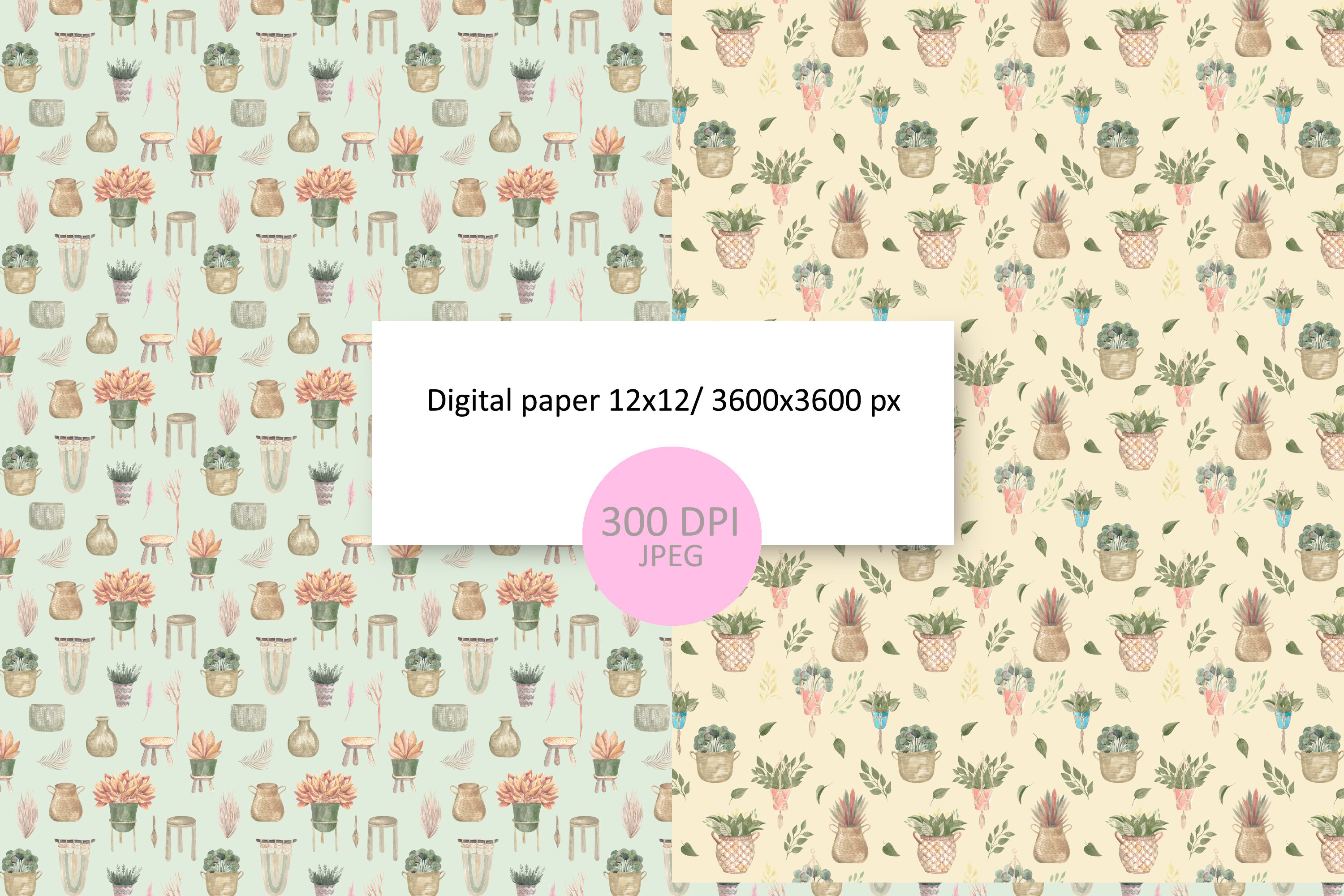 Boho Home decor clipart / Digital paper (1186359) | Illustrations ...