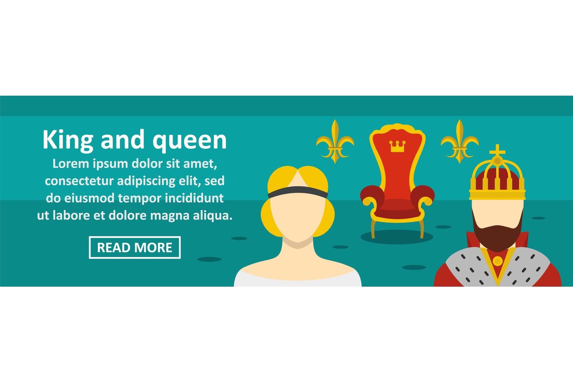 King and queen banner horizontal concept (497171) | Icons | Design Bundles