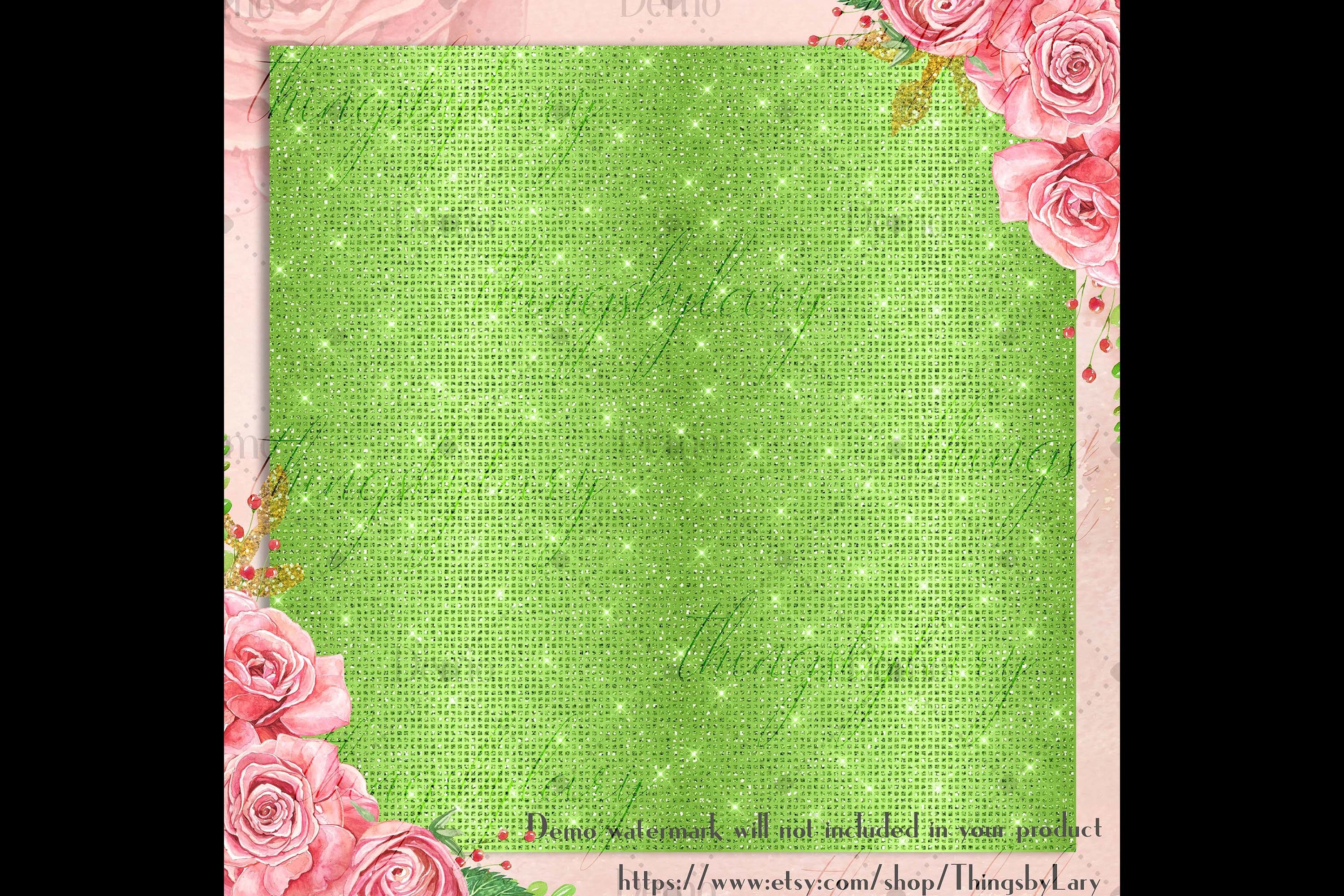42 Greenery Glitter and Sequin Digital Papers 12 x 12 inch (173816 ...