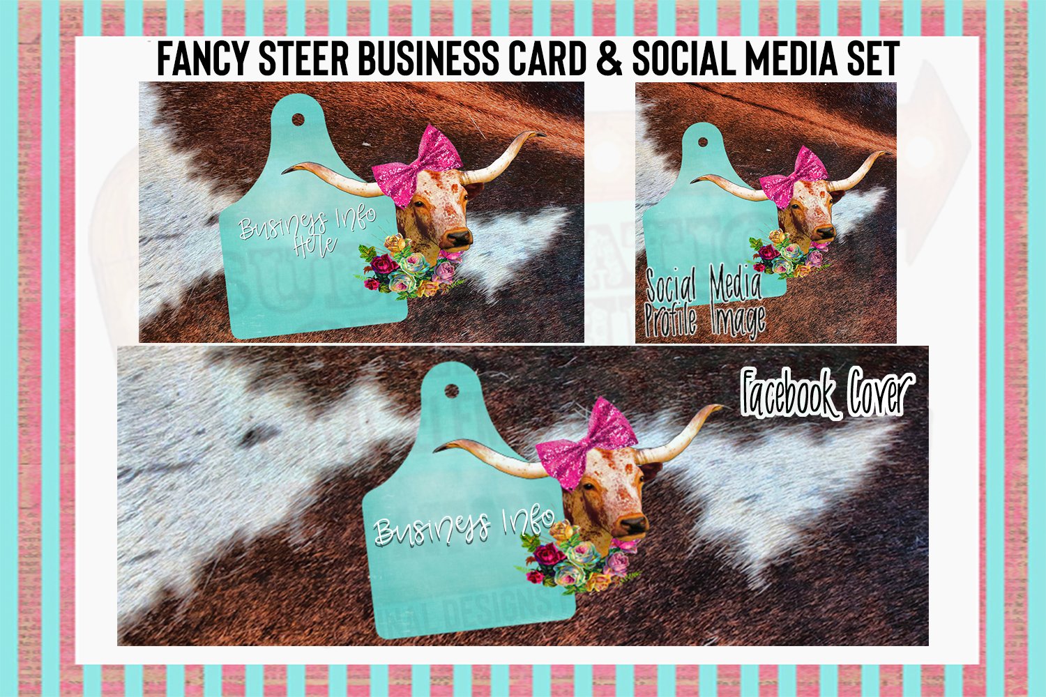 Fancy Steer Social Media Set w/ Business Card File (195660)