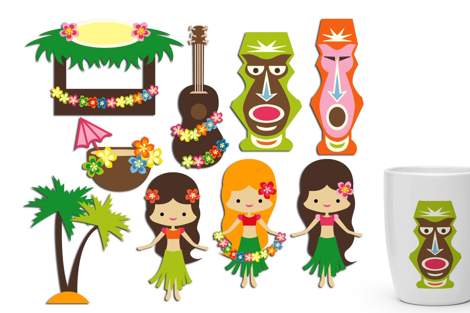 Luau Girls Hawaiian Party - Graphics Bundle (77083) | Illustrations ...