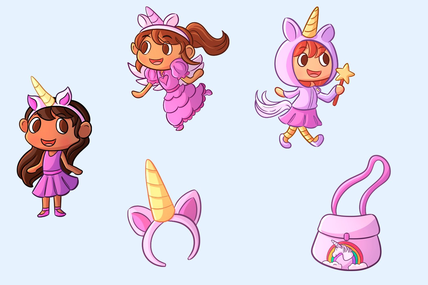Unicorn Dress Up Illustrations