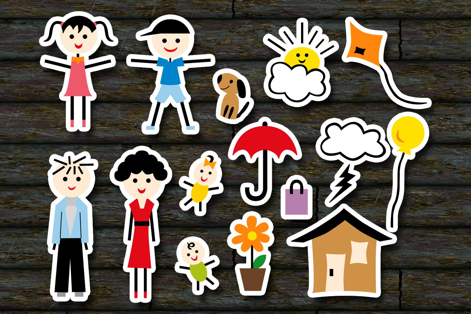 Happy stick family graphic illustration (83604) | Illustrations ...