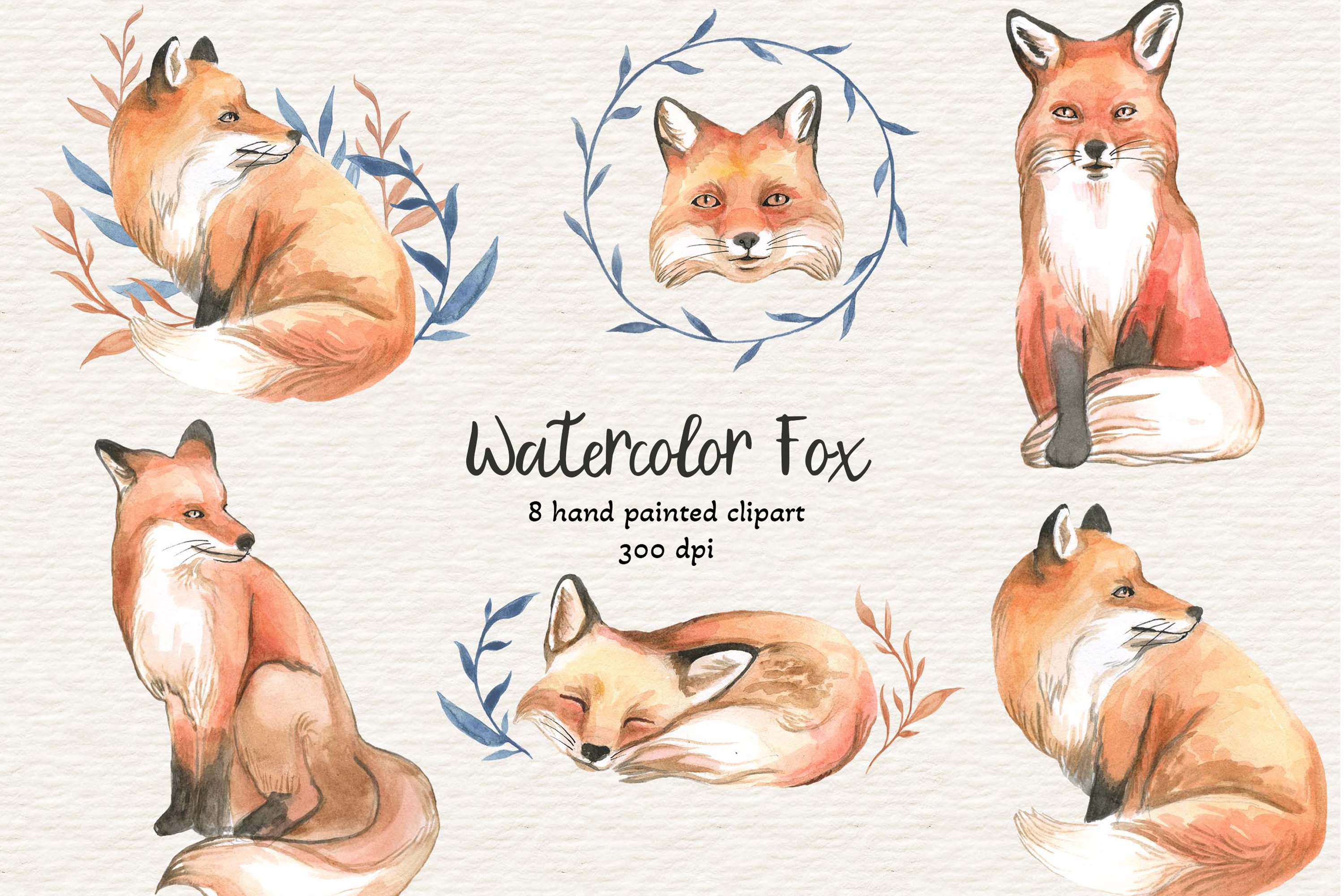 Watercolor Fox Clipart