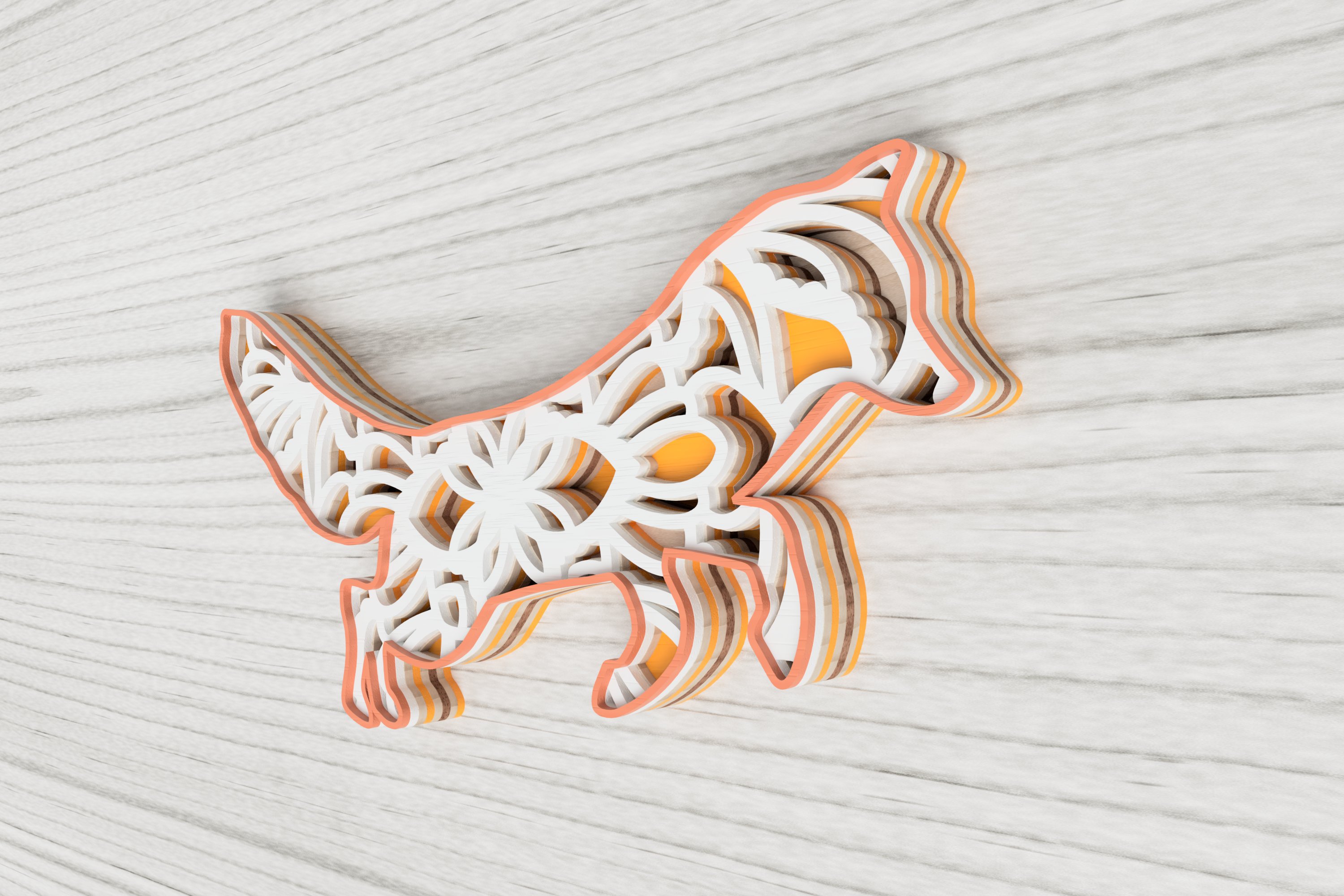 Animal laser cut file - Fox Mandala