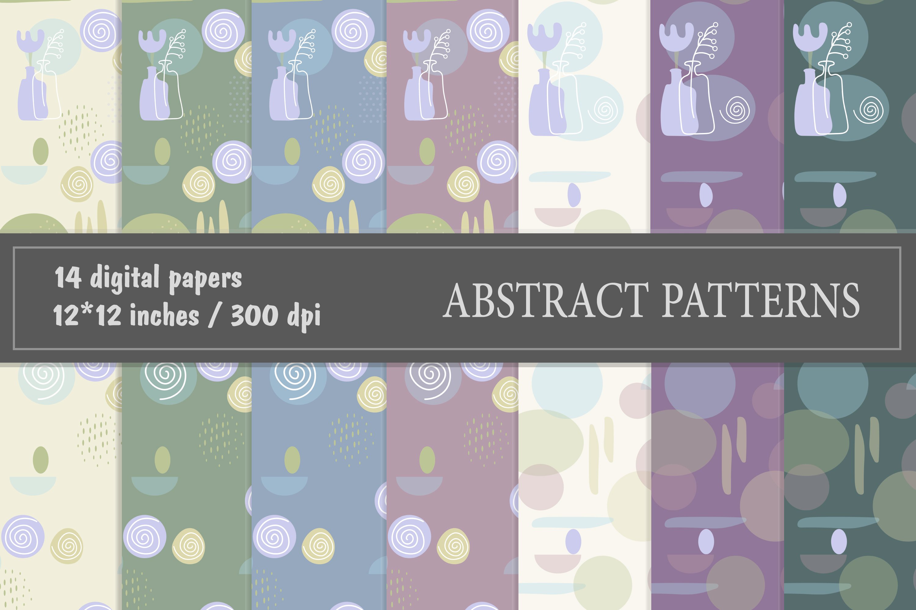 ABSTRACT PATTERNS, digital paper set (1184257) | Patterns | Design Bundles