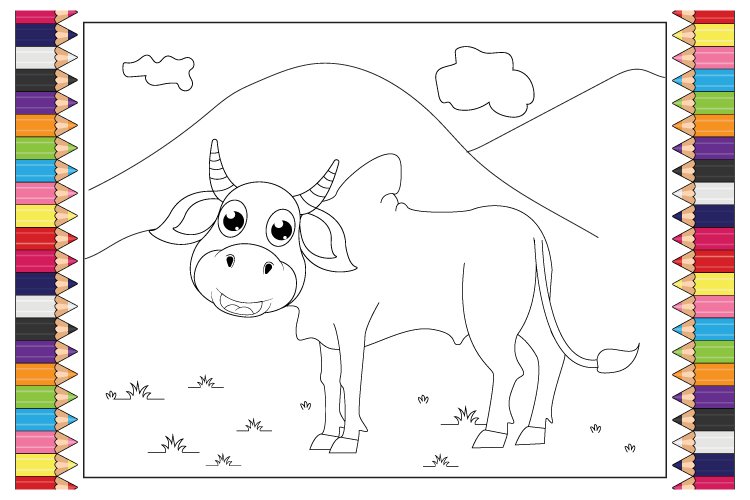 coloring zebu for kids, simple vector illustration design (962956 ...