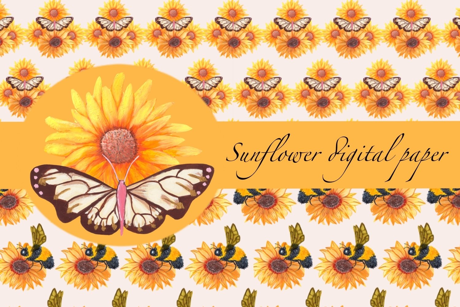 Sunflower digital paper (523074) | Backgrounds | Design Bundles