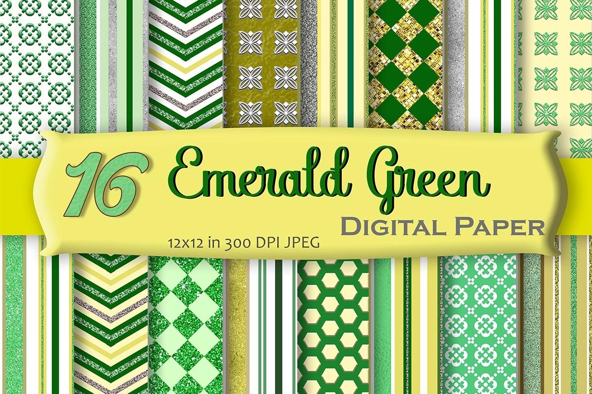 Emerald Green Digital Paper Pack (476302) | Patterns | Design Bundles