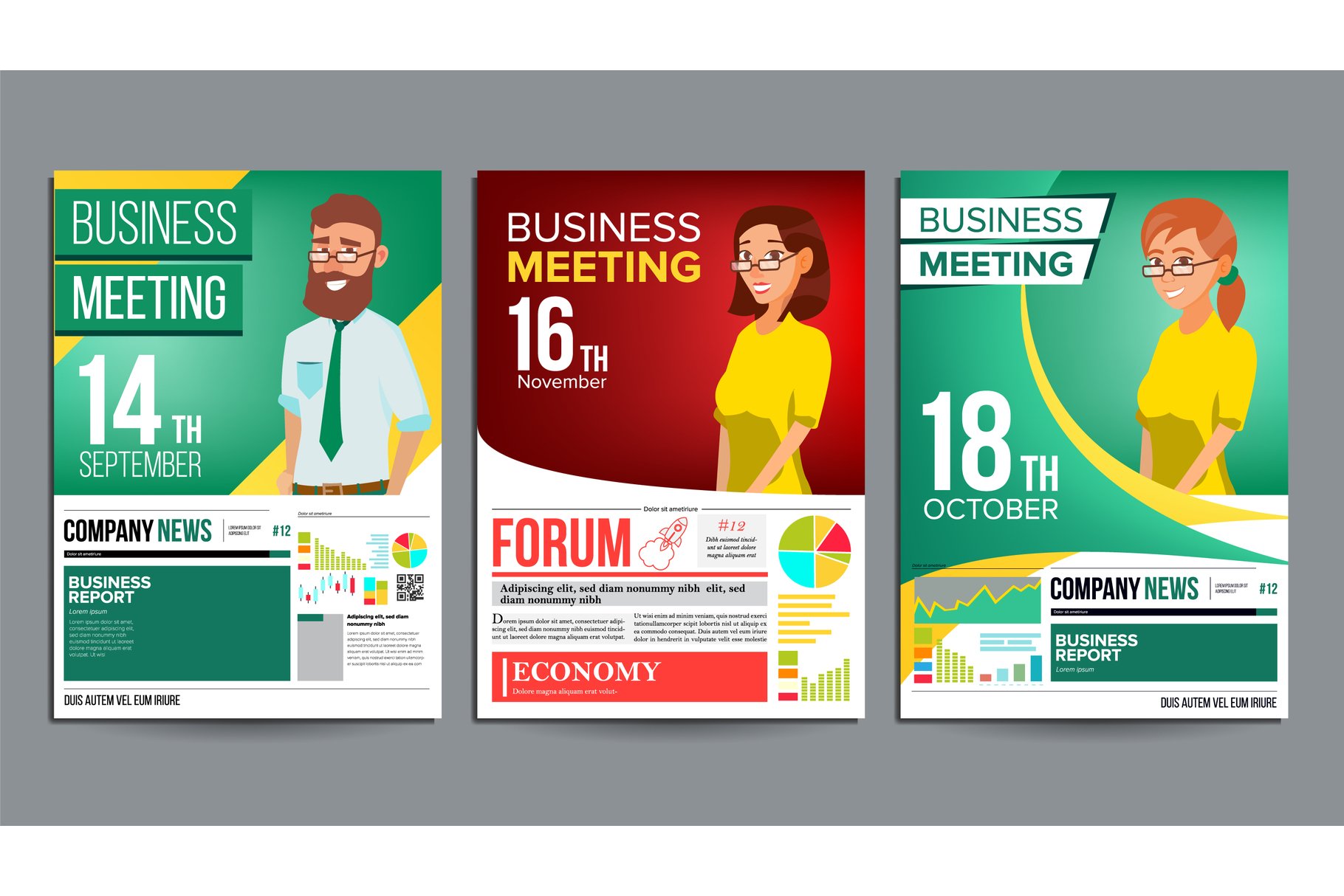 Business Meeting Poster Set Vector. Businessman (681262)