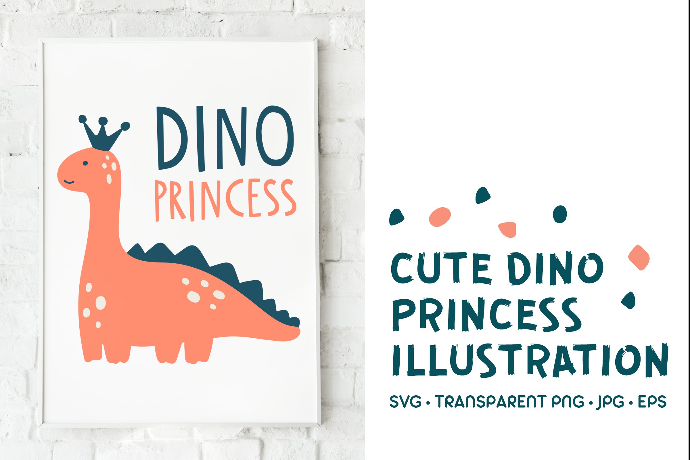 Dinosaur Princess Character. SVG Illustration With Lettering (1133379 ...