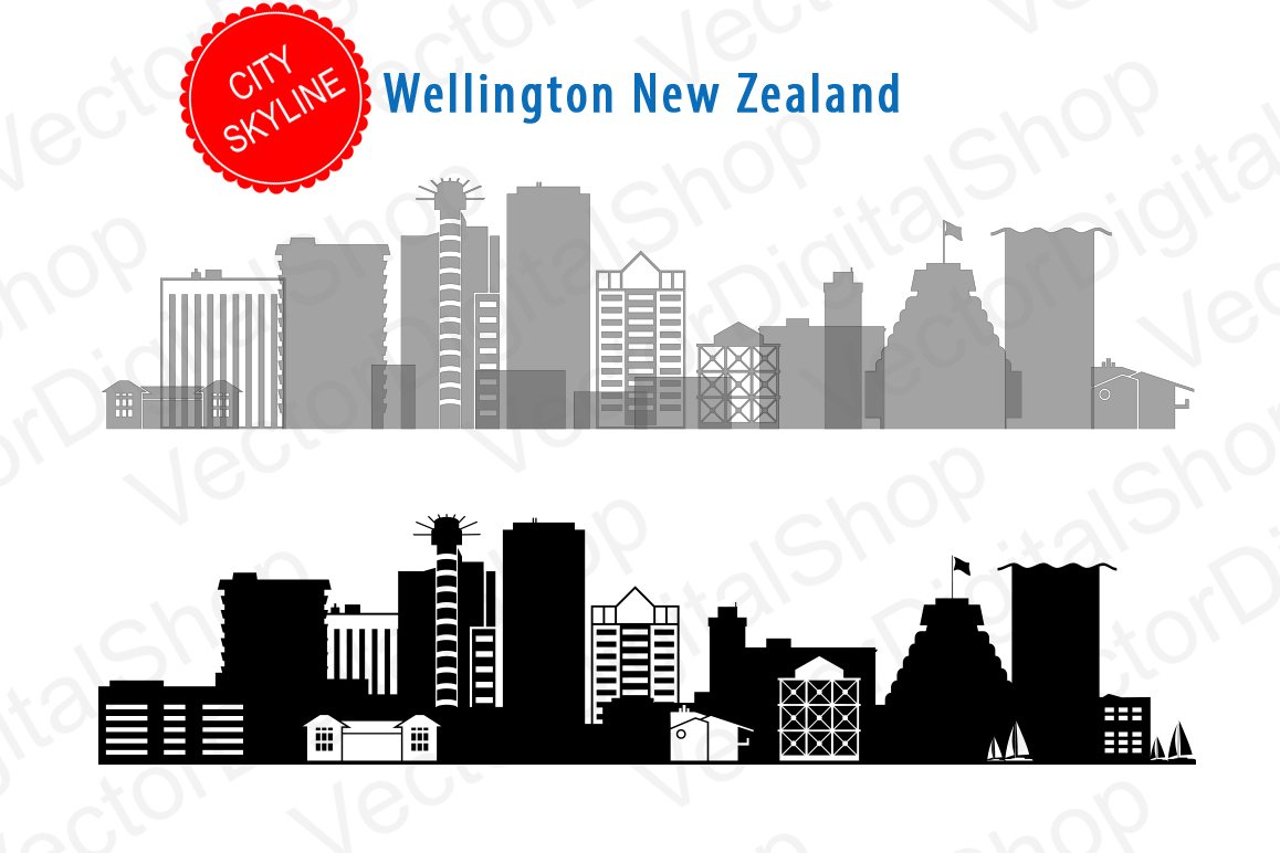 Wellington City Vector, SVG, New Zealand Vector Skyline (139713 ...