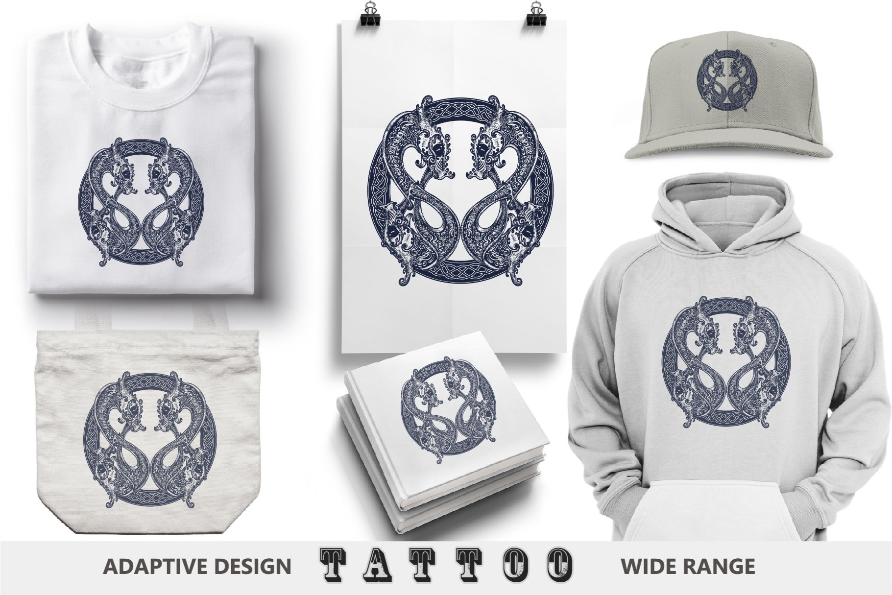 Two dragons tattoo (1056952) | Illustrations | Design Bundles