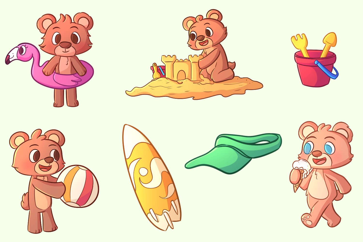 Summertime Bear Illustrations