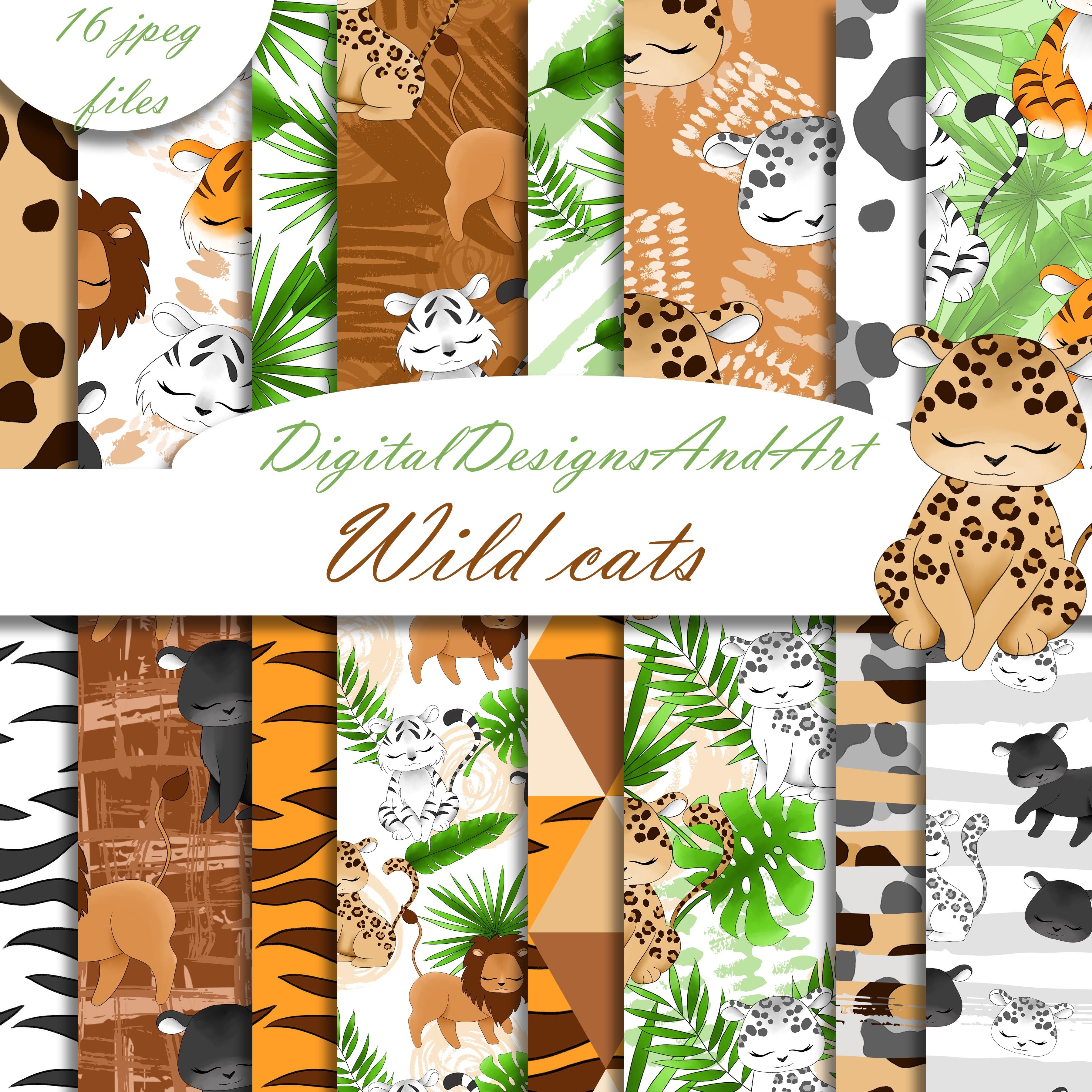 Wild cats patterns (98826) | Patterns | Design Bundles