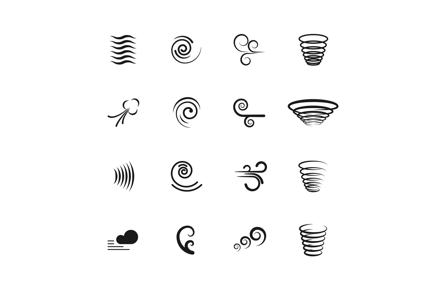Wind, motion vector icons set (780781) | Illustrations | Design Bundles