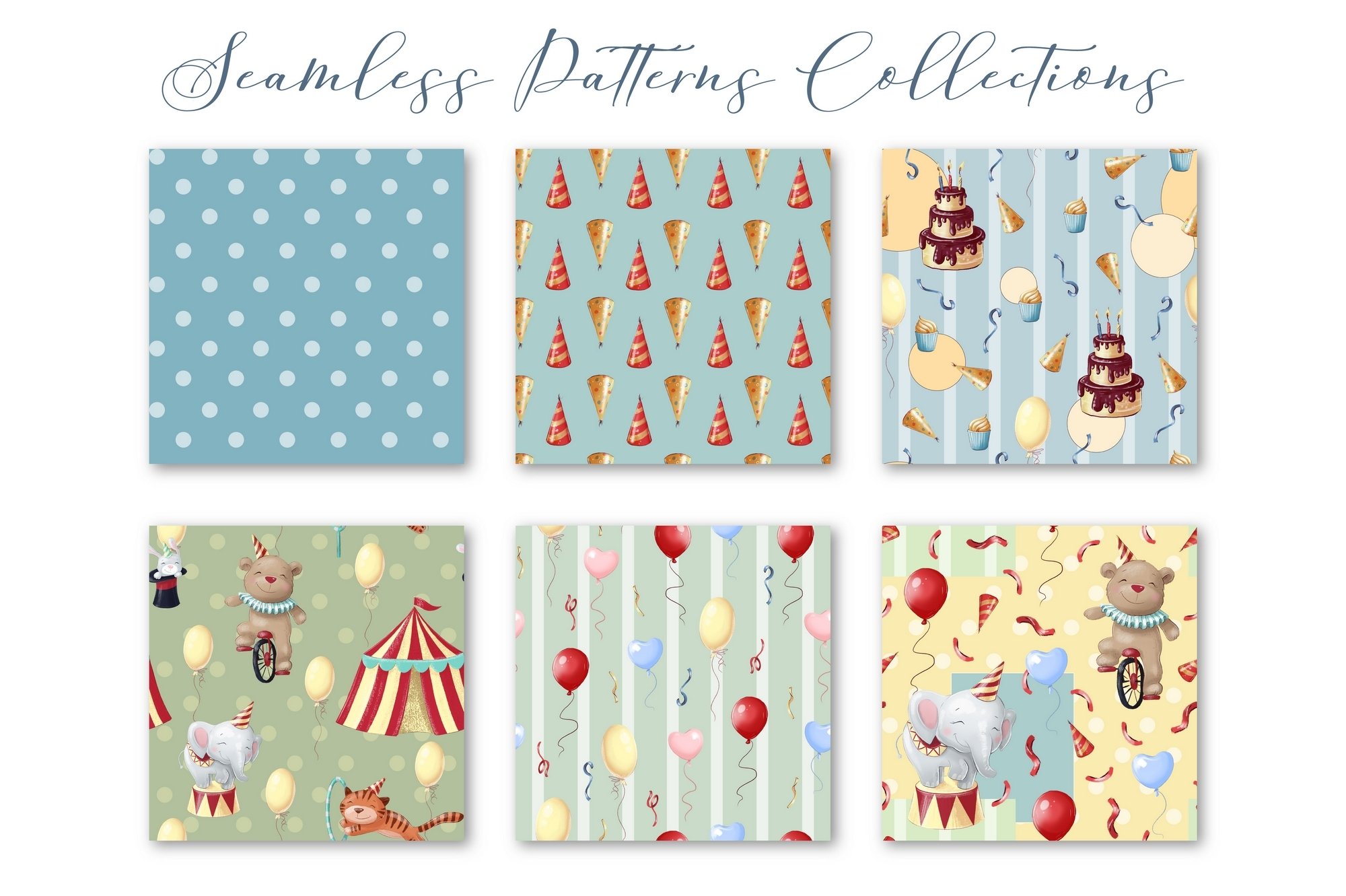 Set of seamless patterns Circus