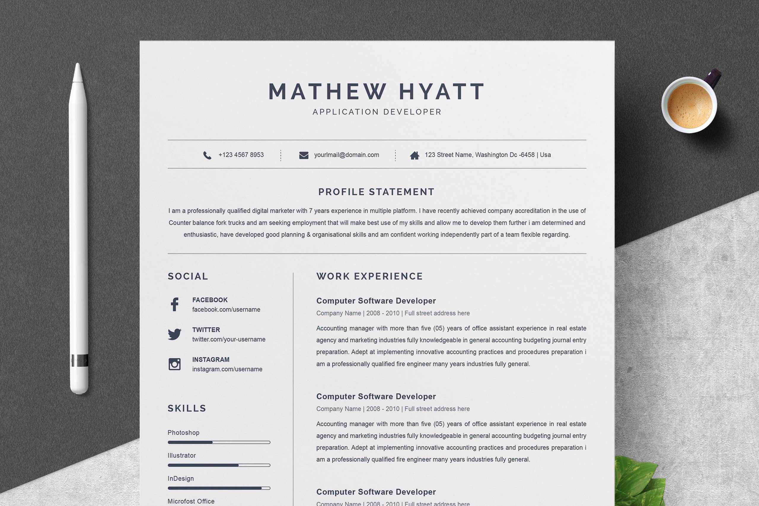 Clean Resume / CV Template (654013) | Resume Templates | Design Bundles