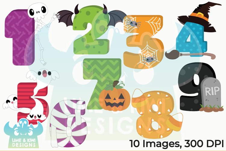 Halloween Numbers Clipart, Instant Download Vector Art (346005 ...