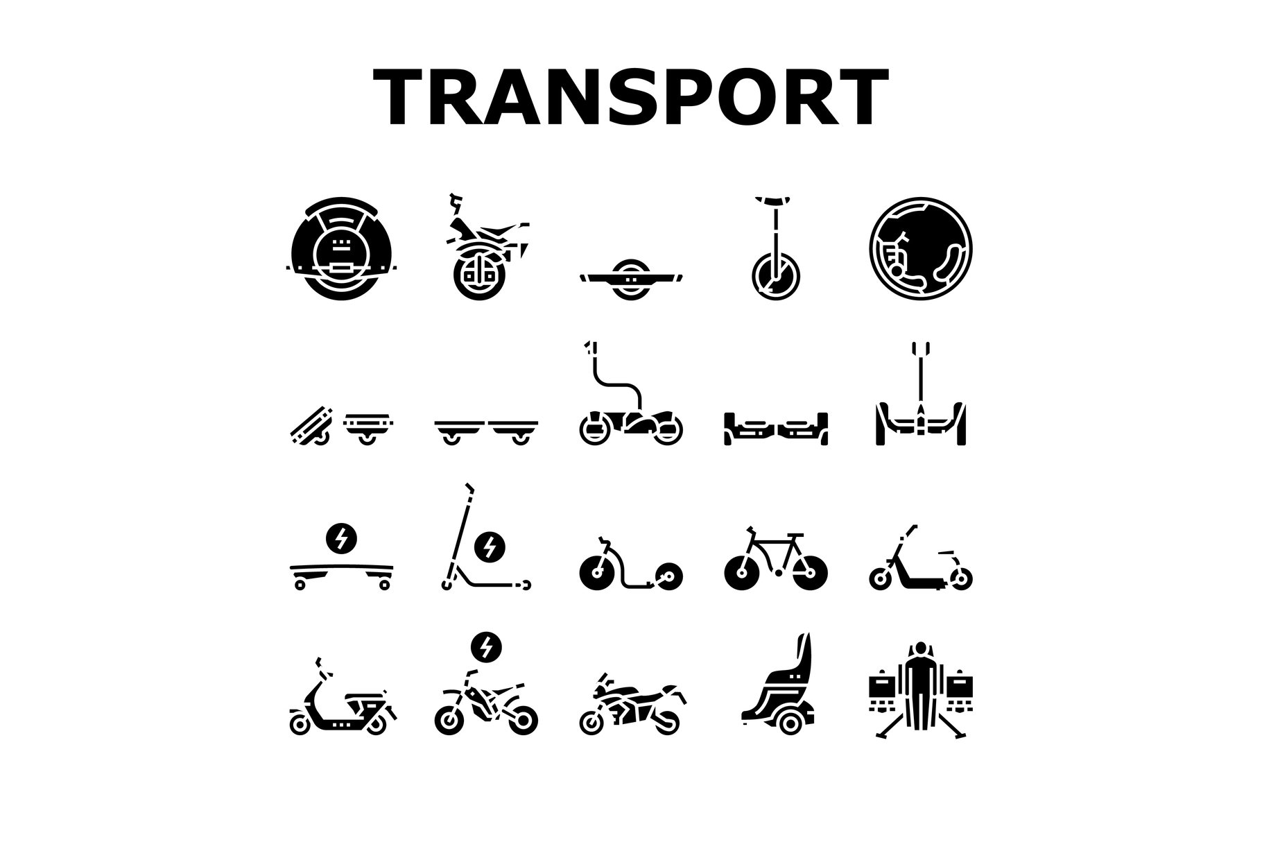 Personal Transport Collection Icons Set Vector (970318) | Icons ...