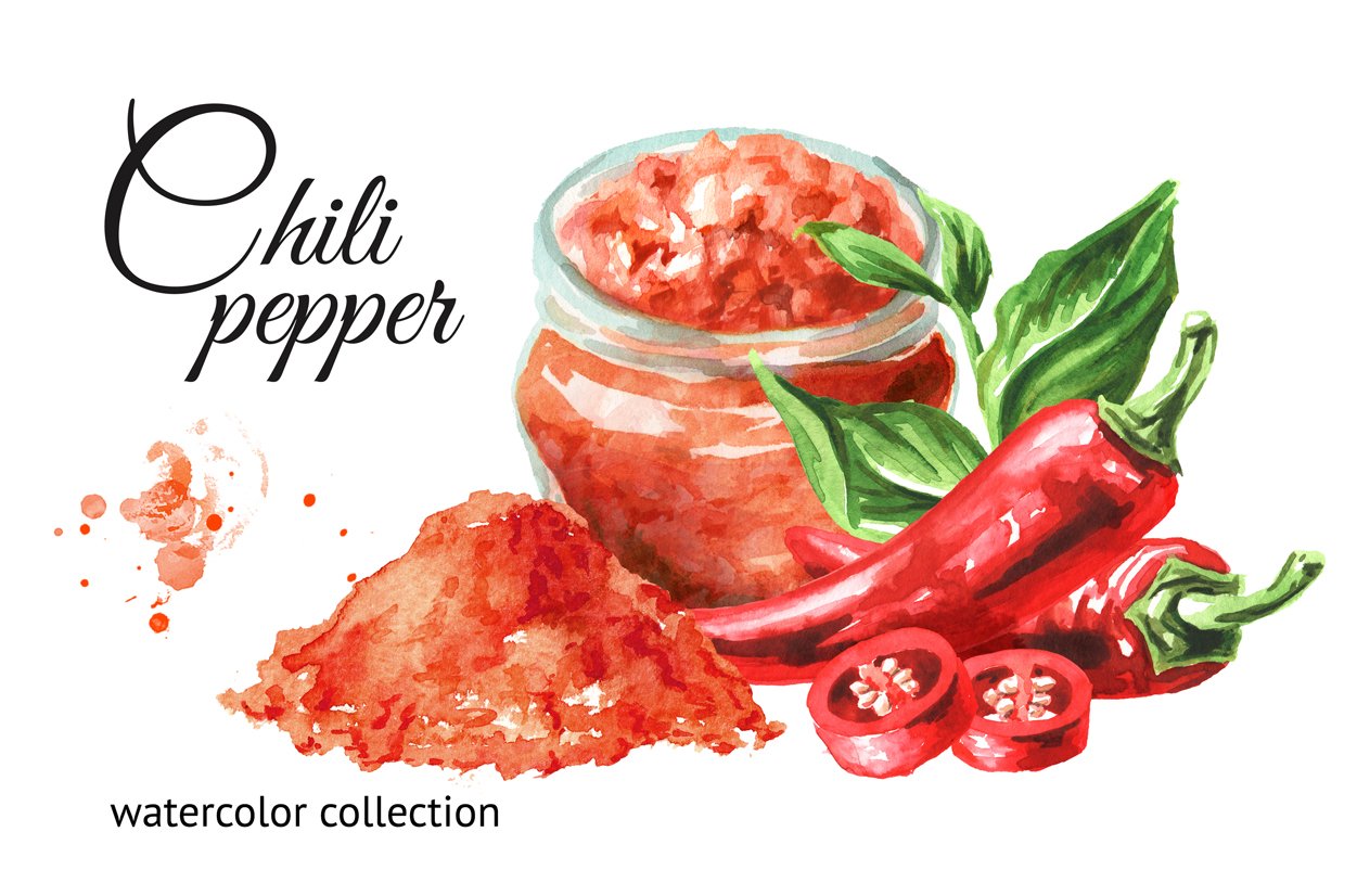 Chili pepper. Watercolor collection (535301) | Illustrations | Design ...