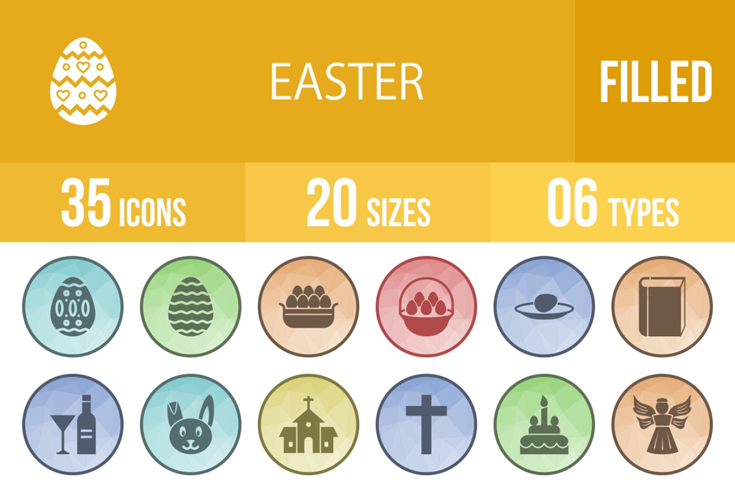 35 Easter Filled Low Poly Icons (287850) | Icons | Design Bundles