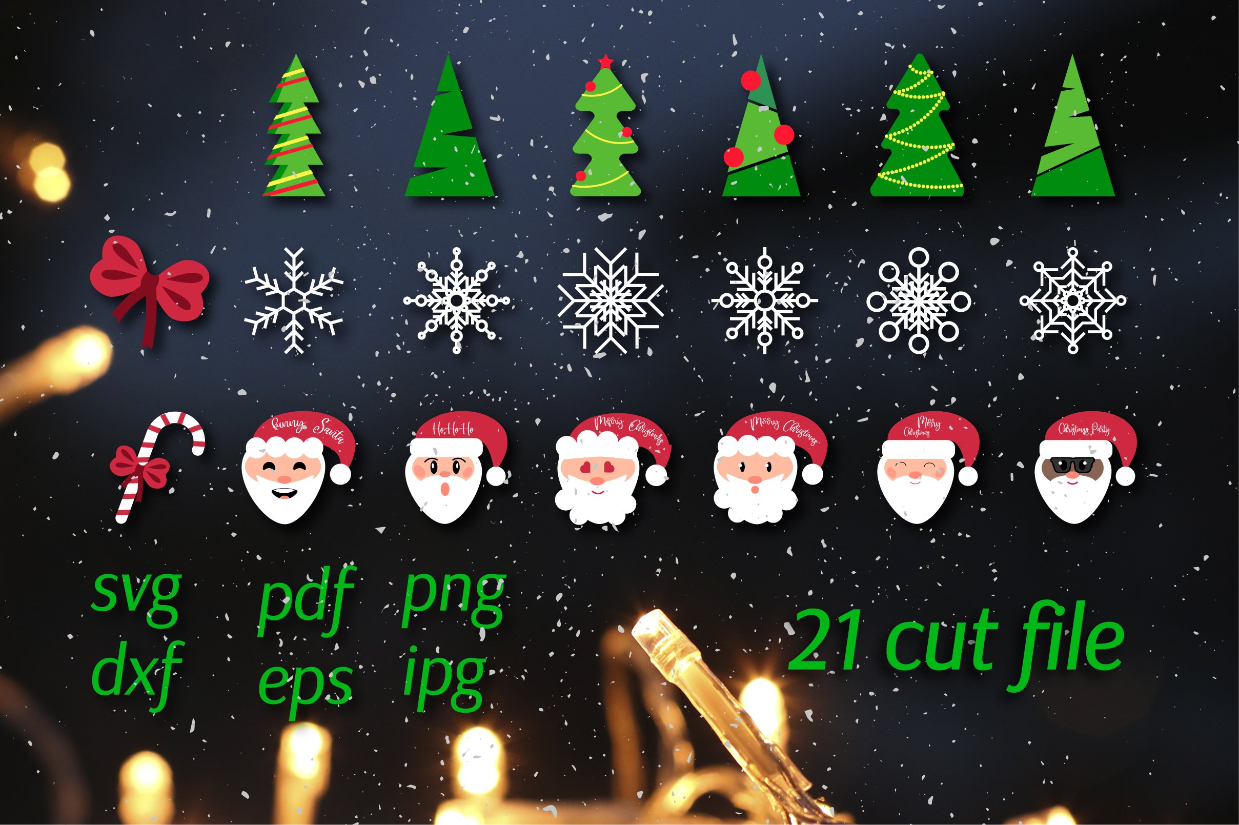 Christmas tree, Santa, Snowflakes, Christmas bundle SVG (1053623) | Cut ...