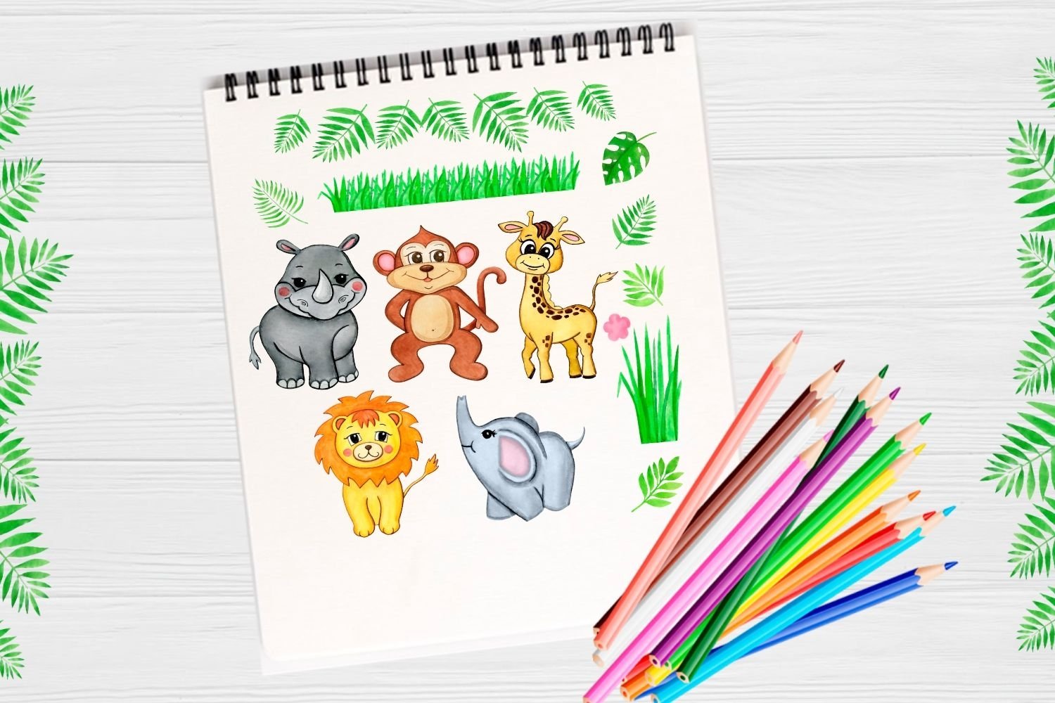 Watercolor Safari animals clipart (552710) | Sublimation | Design Bundles