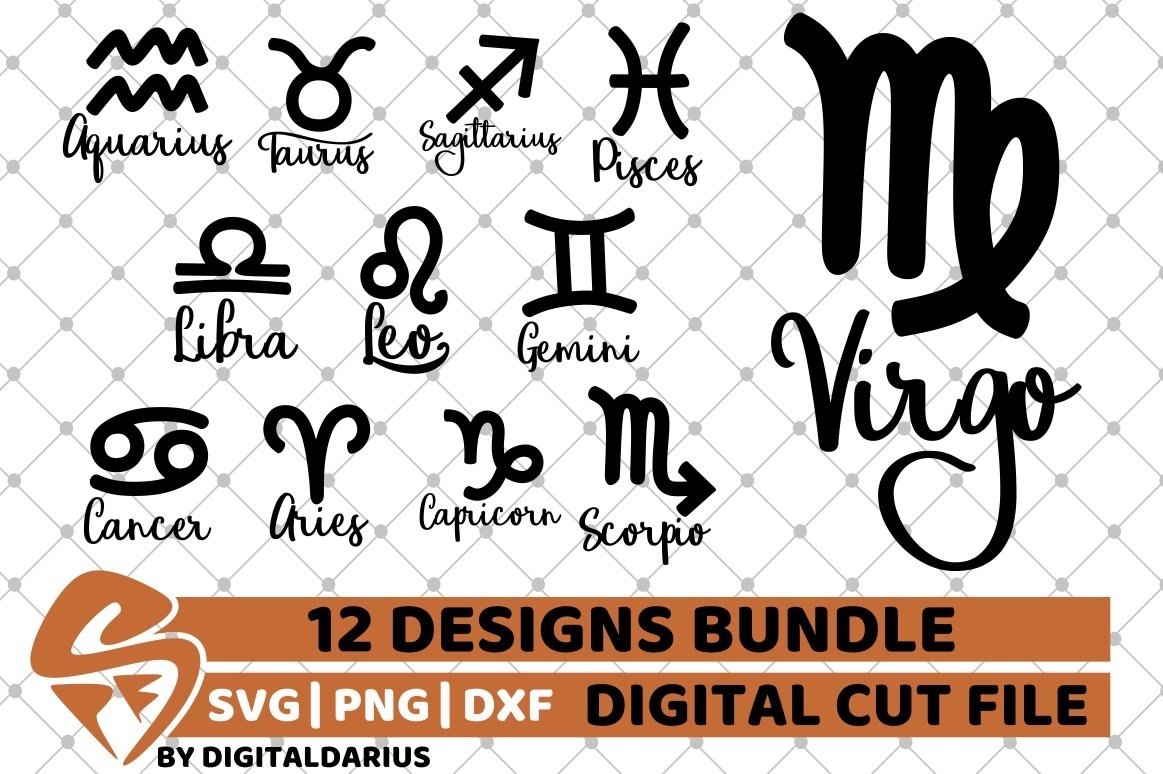 12x Zodiac Sign Bundle svg, Birthday svg, Zodiac (435941)