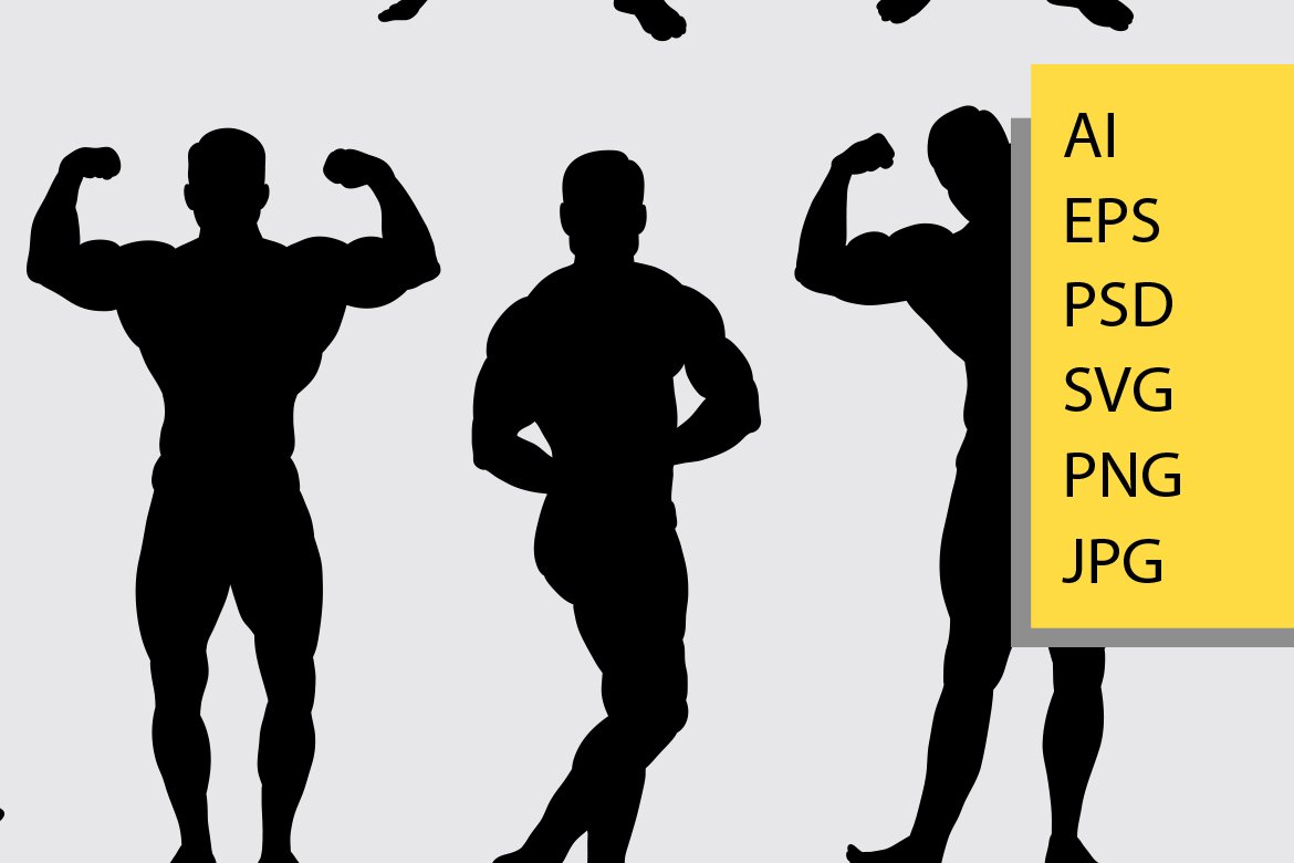 Body builder silhouette (502378) | Illustrations | Design Bundles