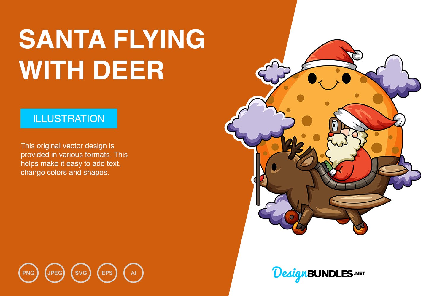 Santa Flying With Vector Illustration