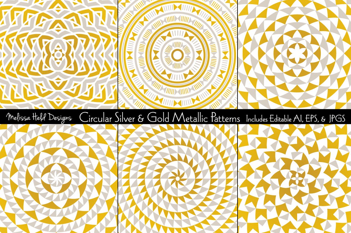 Circular Silver & Gold Metallic Patterns (352883) | Patterns | Design ...