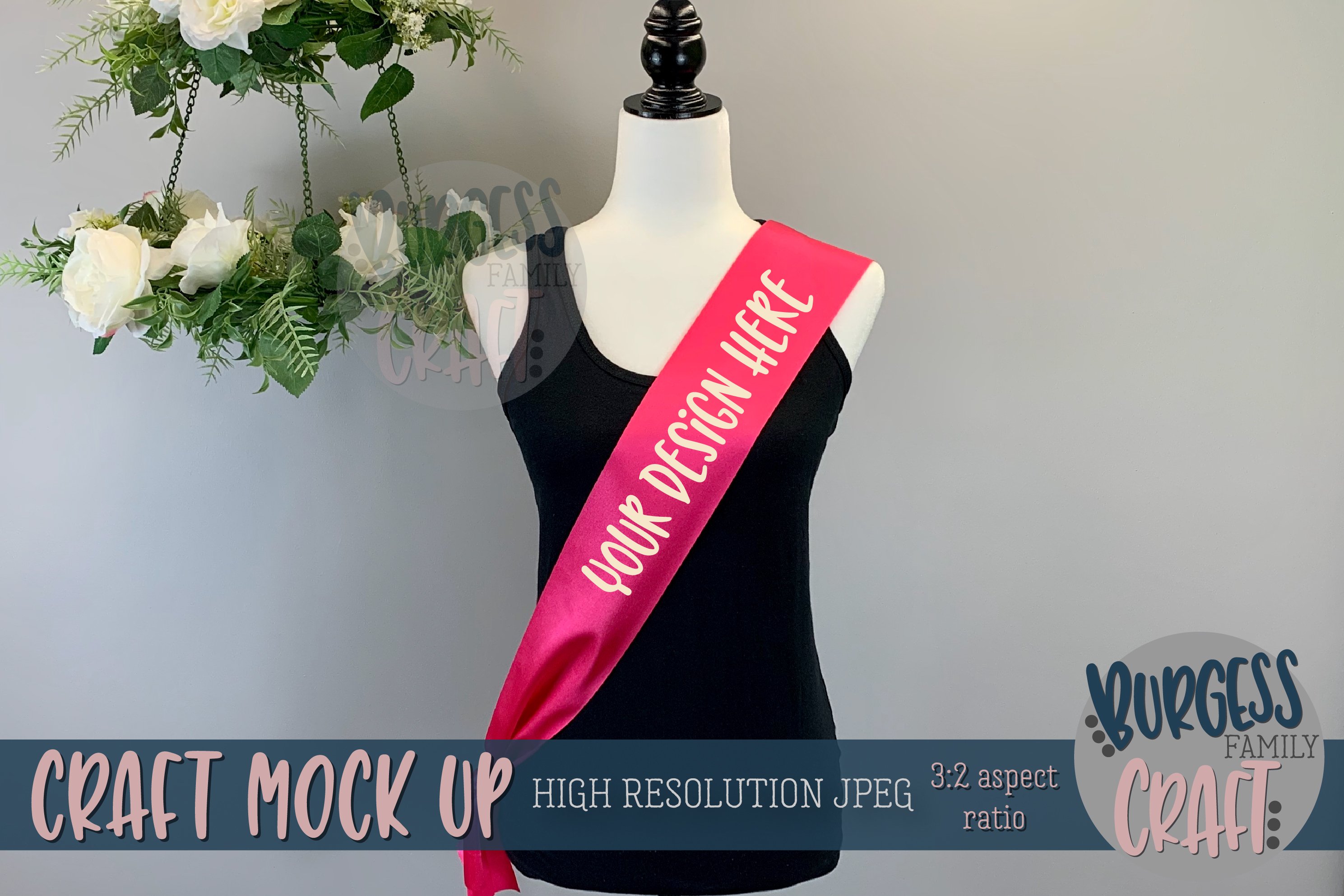 Hot pink sash on Black Tank |Craft mock up (575590) | Clothing | Design ...