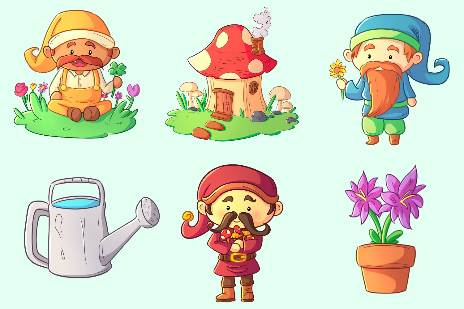 Gnome Boys Clip Art Collection (541066) | Illustrations | Design Bundles