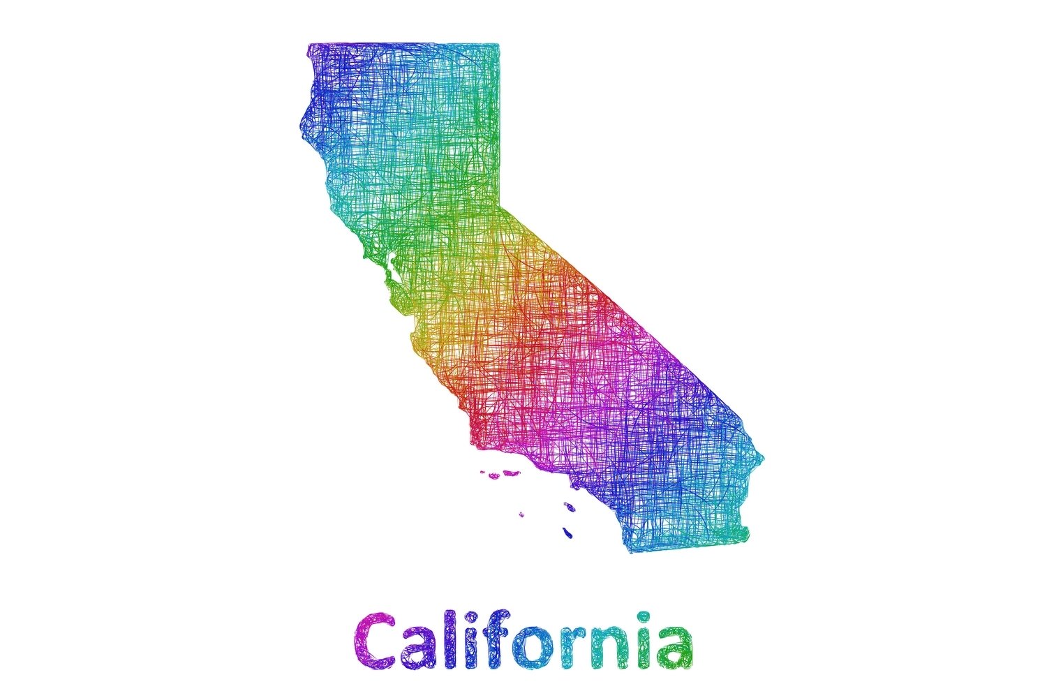 California map - rainbow sketch art (338507) | Illustrations | Design ...